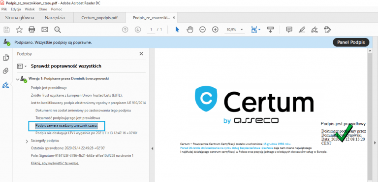 proCertum SmartSign Dokumentacja i FAQ - Certum by Asseco