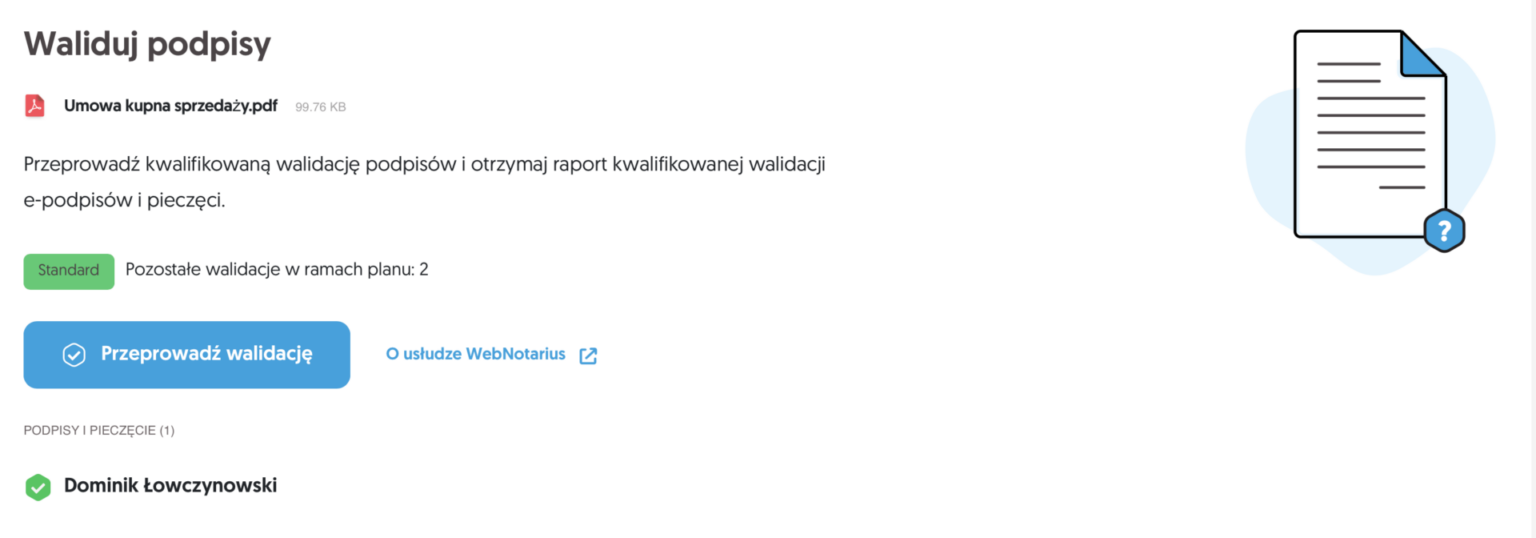Walidacja podpisu elektronicznego – przesłanie pliku z dysku komputera ...